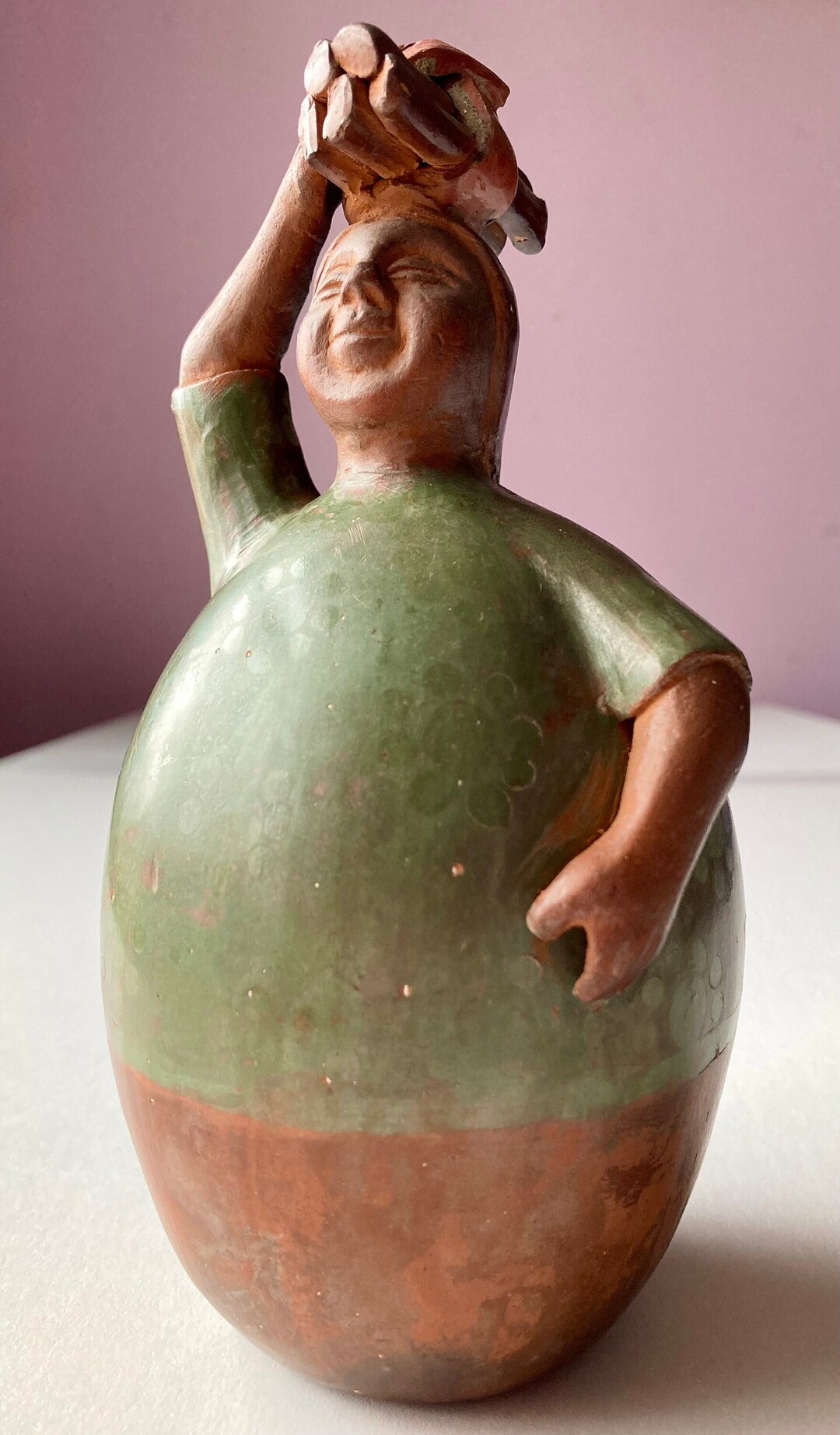 Peruvian Folk Art Chulucanas Figurine, Terracotta Clay Round Woman, 6.5 ...