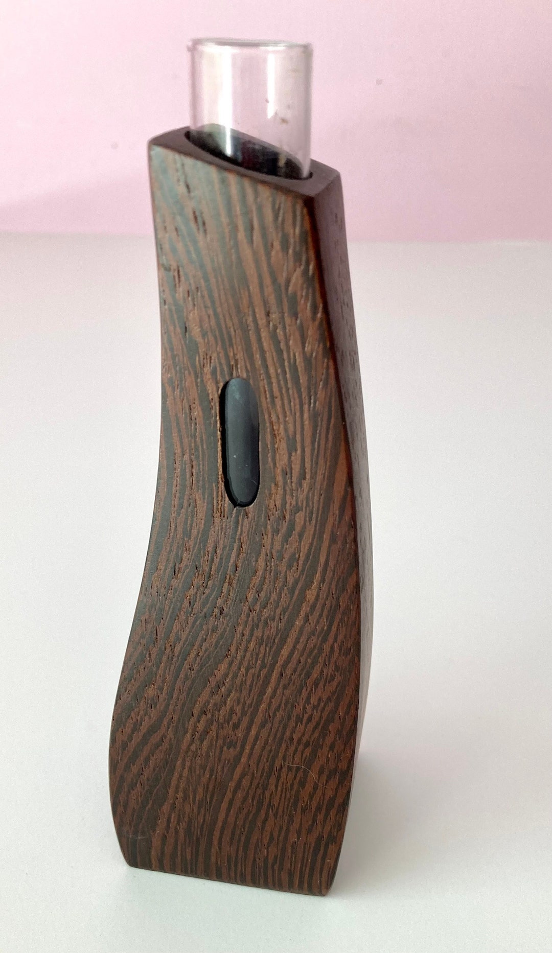 Emil-milan Style Wood Vase With Glass Insert - Etsy