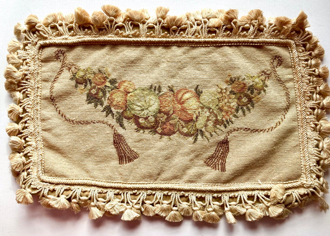 French Country Petit Point Embroidery Fruit and Tassels, Tan Tassels - Etsy