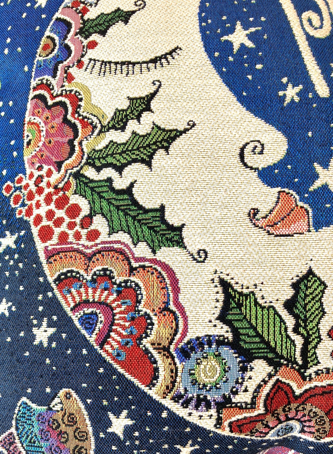 Vintage 80s Laurel Burch Moon Face Tapestry Pillow, Peace ...