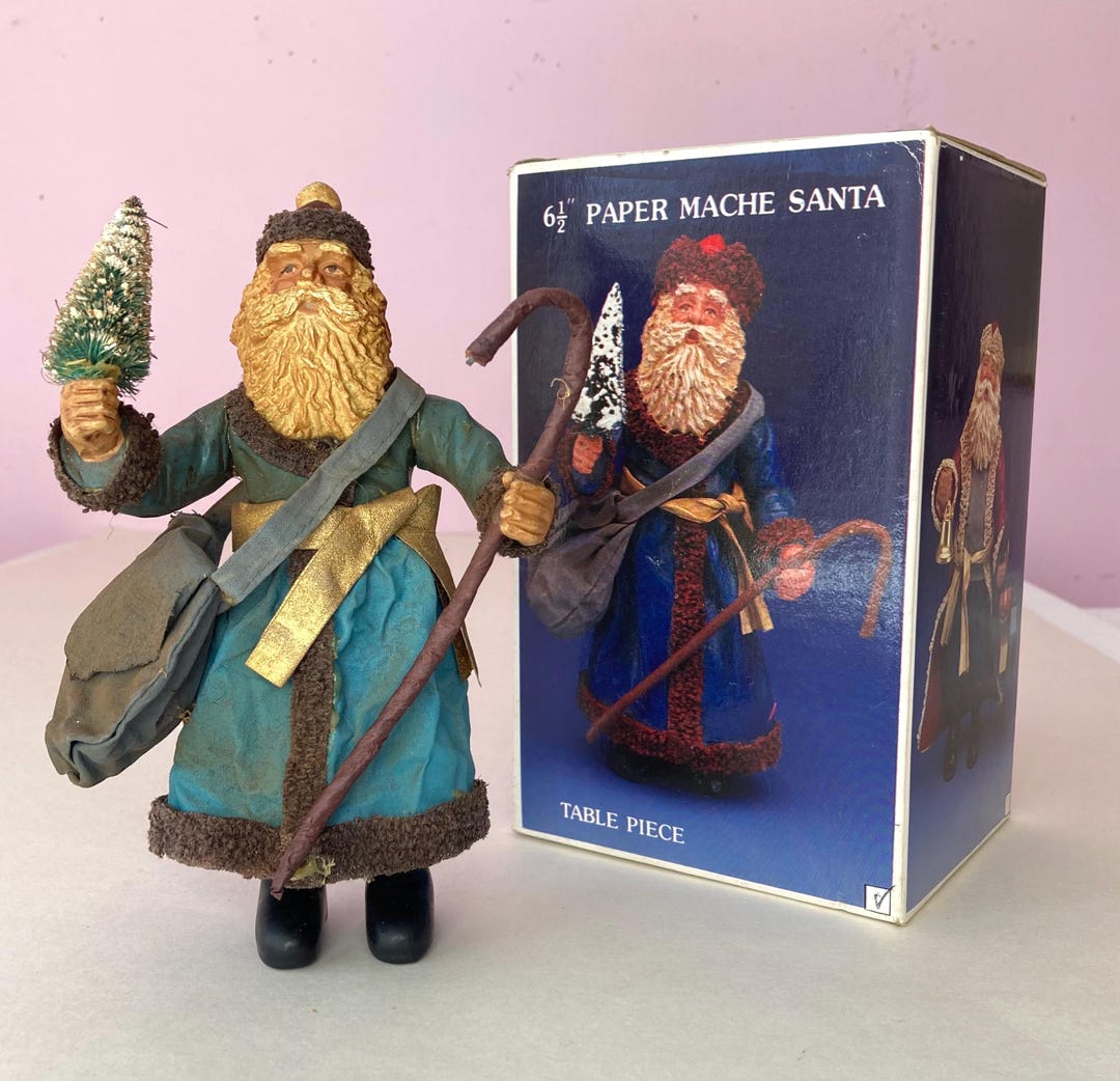 Vintage Kurt Adler Santa’s Workd Paper Fabric Mache 6.5” Old World ...