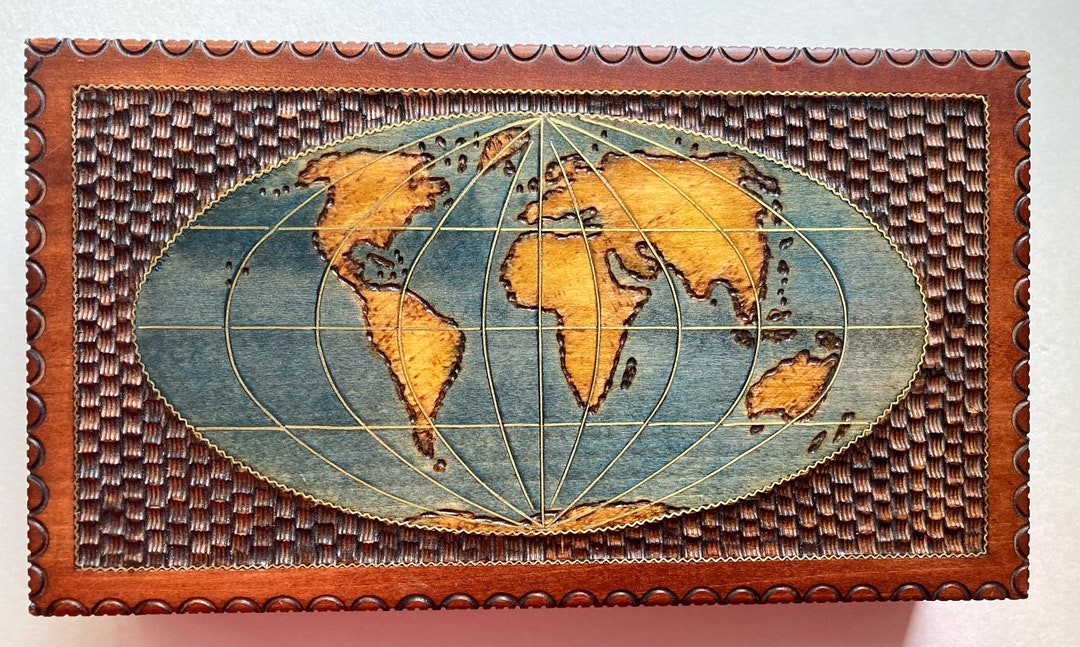 Polish Hand Carved Wooden Box World Map Box - Etsy