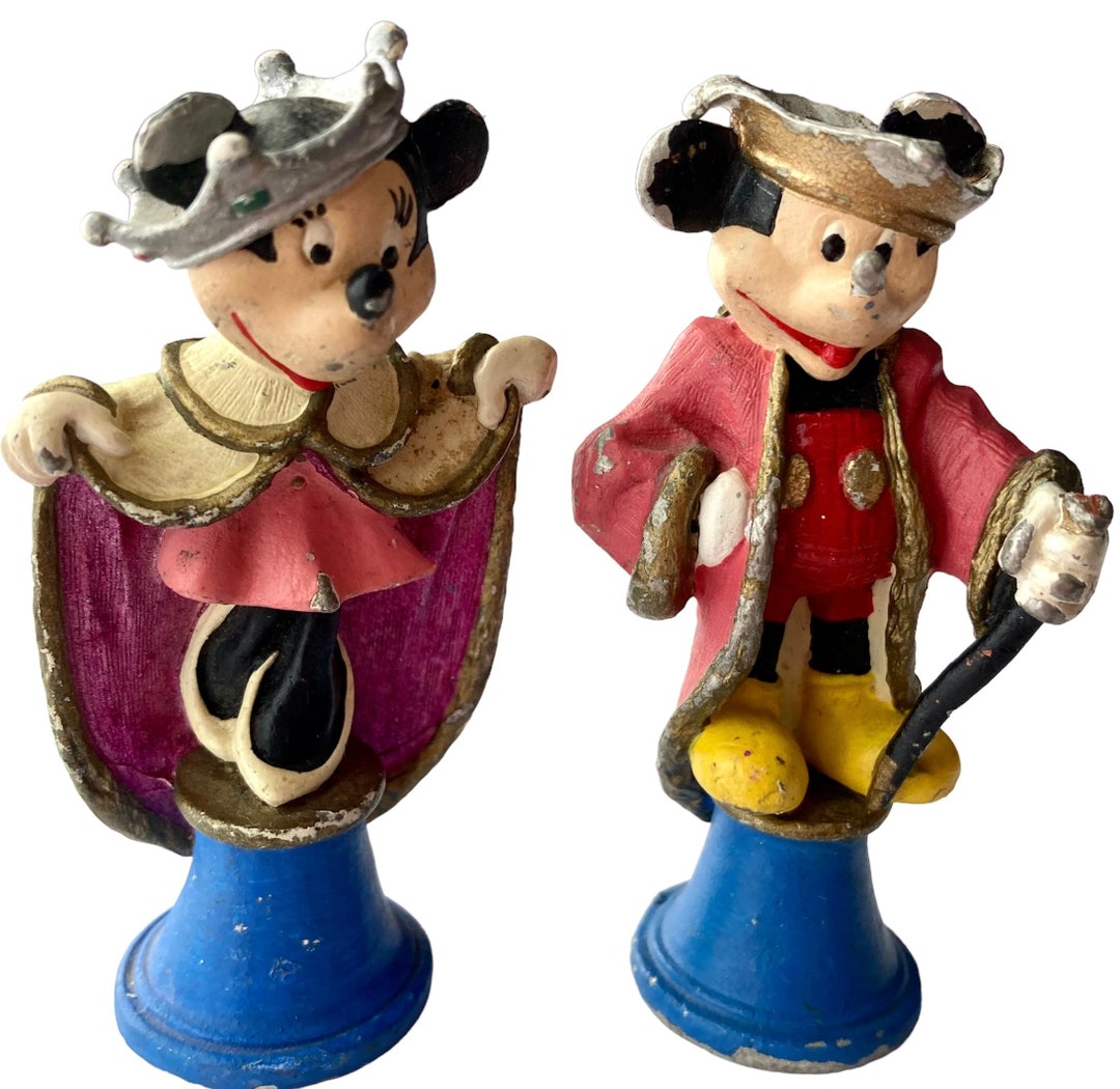 Vintage Disney Pewter Chess Figurine Mickey Mouse King Minnie Mouse ...
