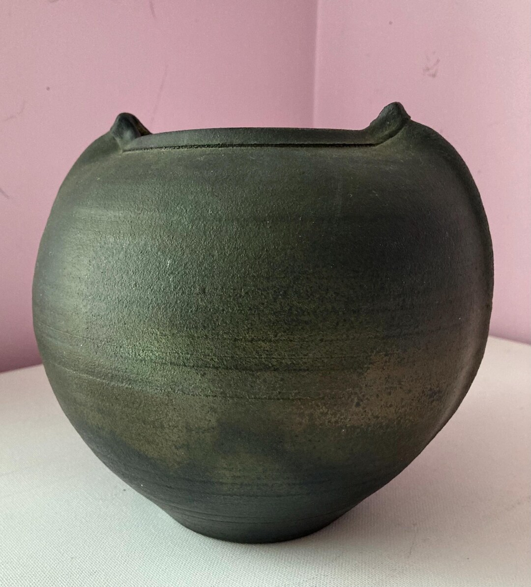 Michael Weinberg Raku Style Art Pottery Vase Signed Marked 7” MCM Sleek ...