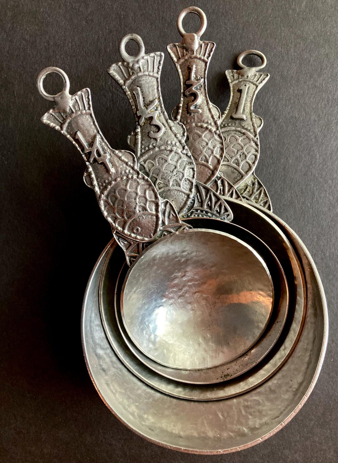 Vintage Pewter Fish Measuring Cups Set of 4 Fish Cups, Decorative ...
