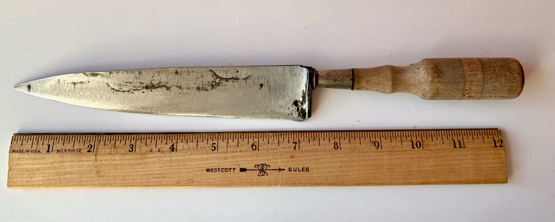 Vintage Butcher Knife MFG.CO Wood Handle Patina Rustic Chef Knife - Etsy