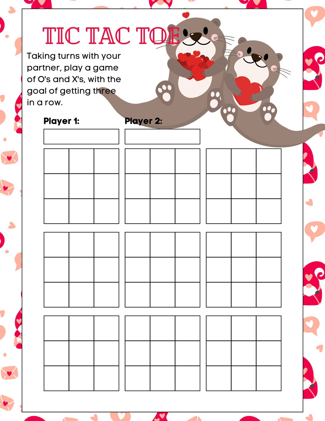 Valentine Tic Tac Toe Printables - Etsy