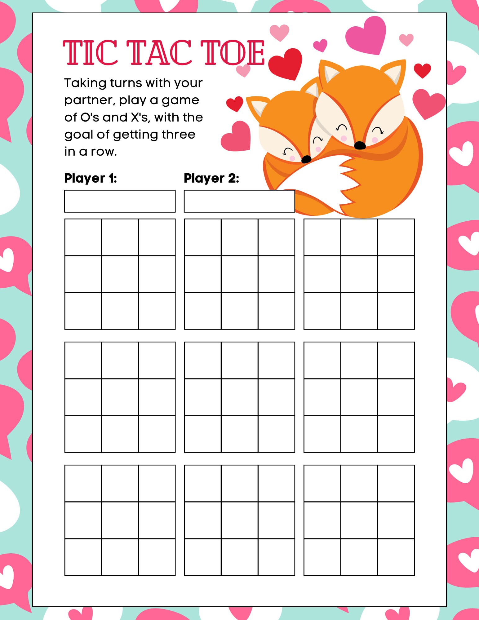 Valentine Tic Tac Toe Printables - Etsy