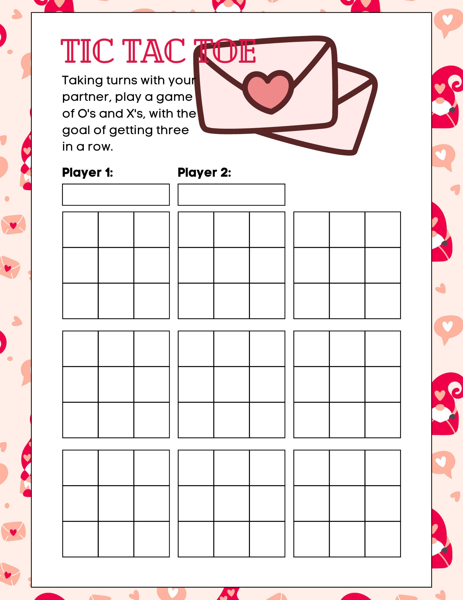 Valentine Tic Tac Toe Printables - Etsy