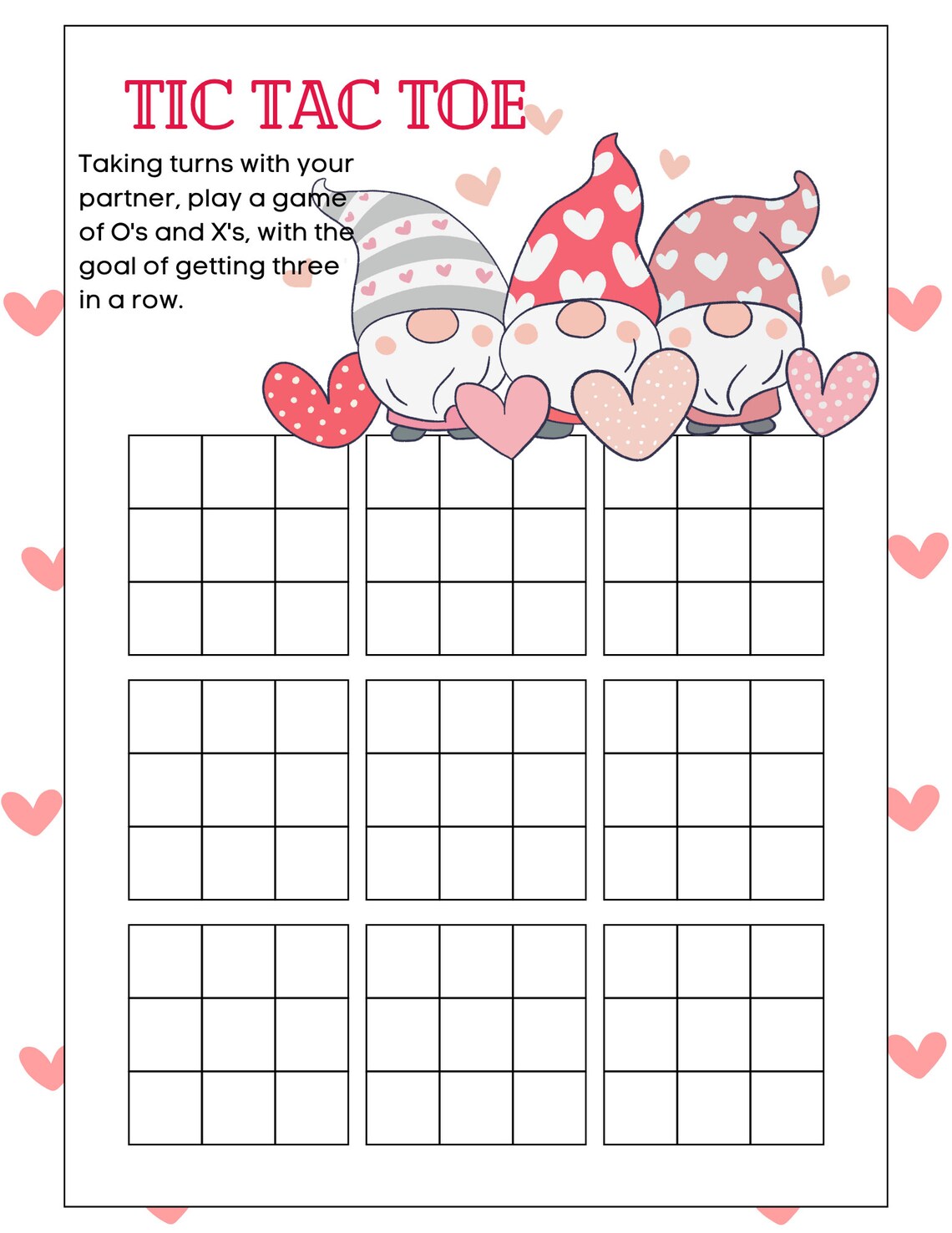 Valentine Tic Tac Toe Printables - Etsy