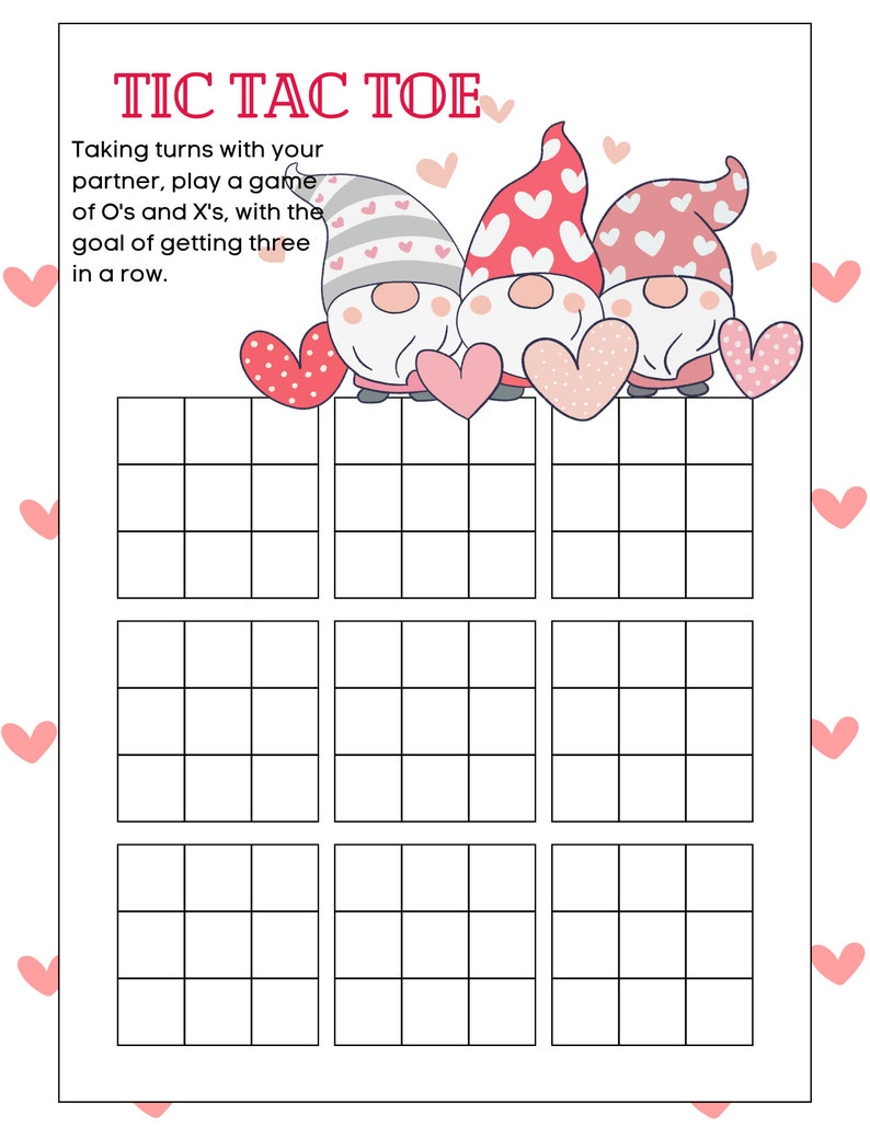 Valentine Tic Tac Toe Printables - Etsy
