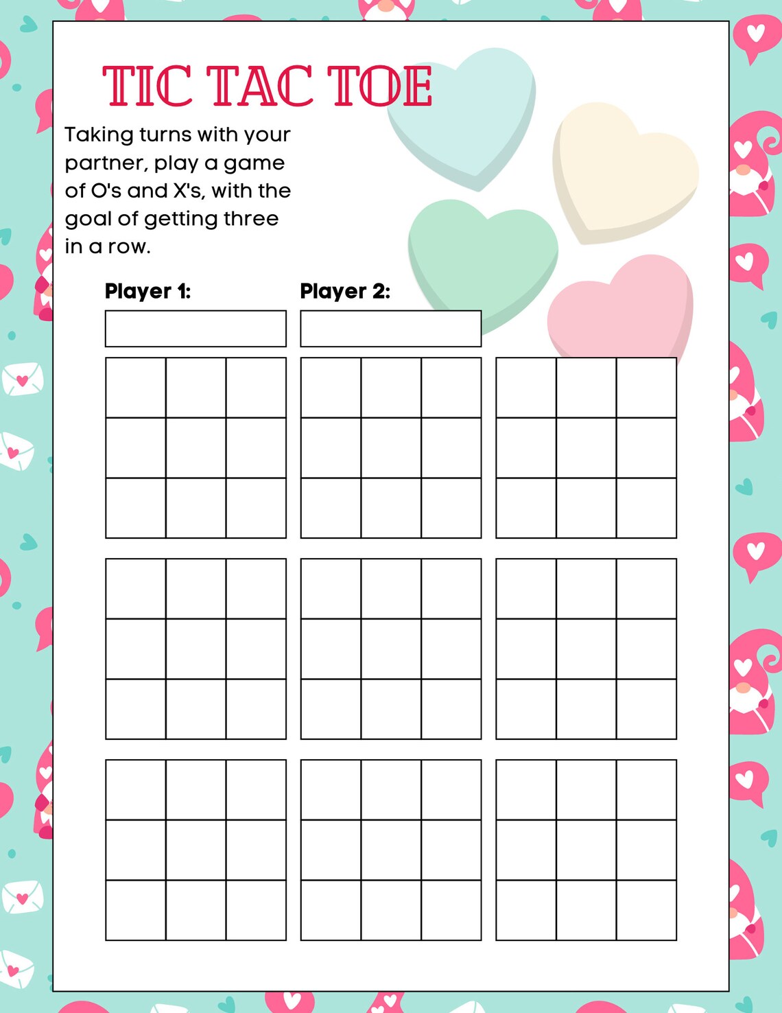 Valentine Tic Tac Toe Printables - Etsy