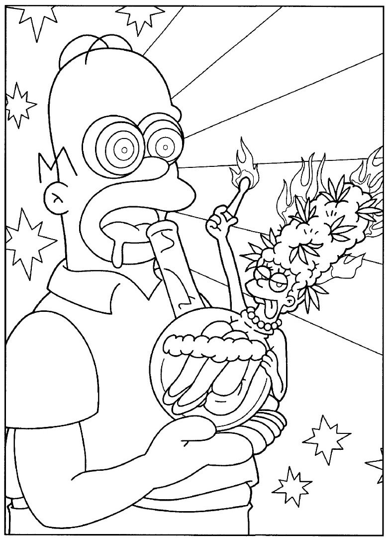 The Simpsons Stoner PDF Coloring Book Page 7-1 - Etsy