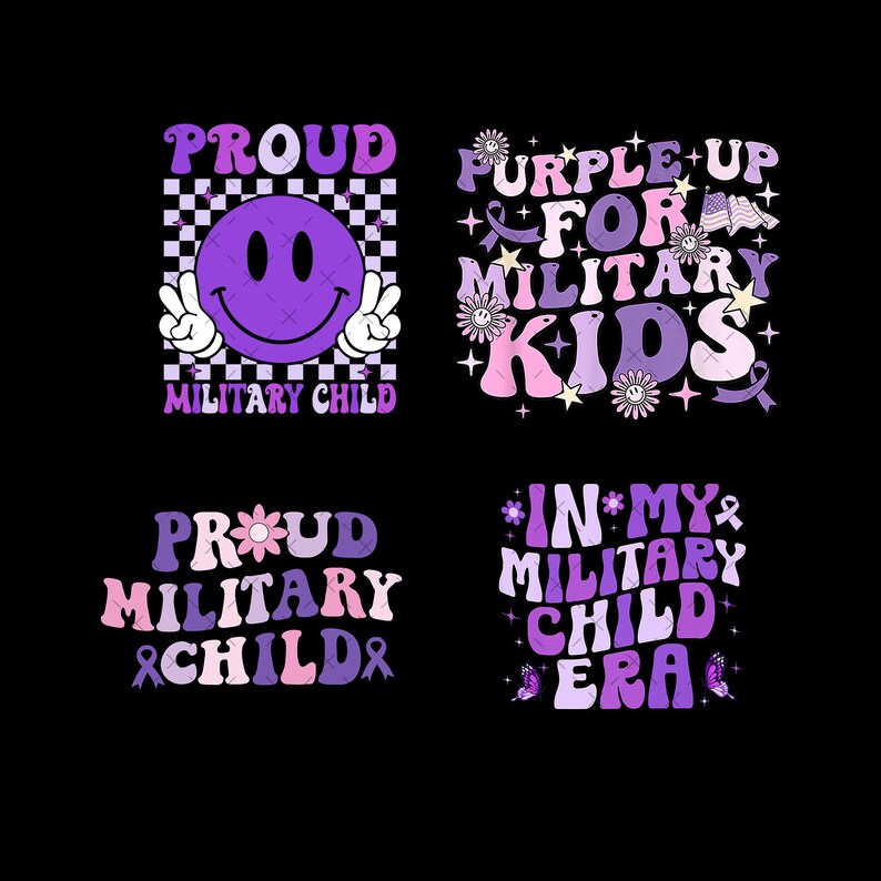 Purple up for Military Kids Png Bundle, Military Child Month Png ...