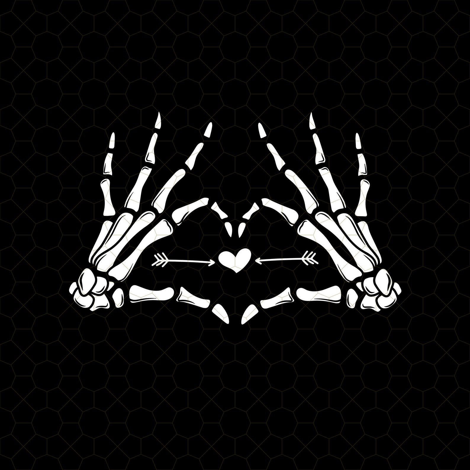 Skeleton Hand Heart Sign Vintage Halloween PNG Spooky Season - Etsy