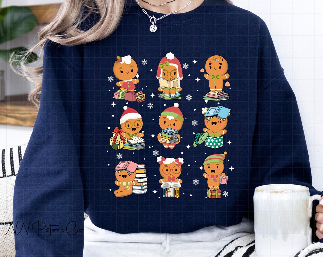 Christmas Reading Book Sweatshirt, Gingerbread Libaratian Sweater ...