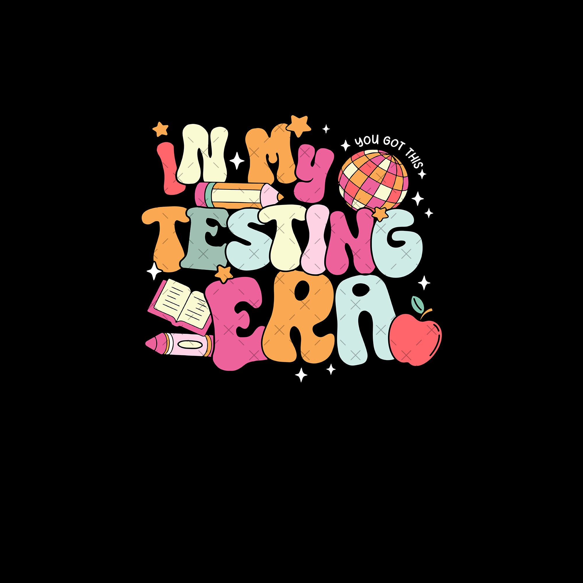 Retro Groovy in My Testing Era Png, Testing Day Png, Teacher Test Day ...
