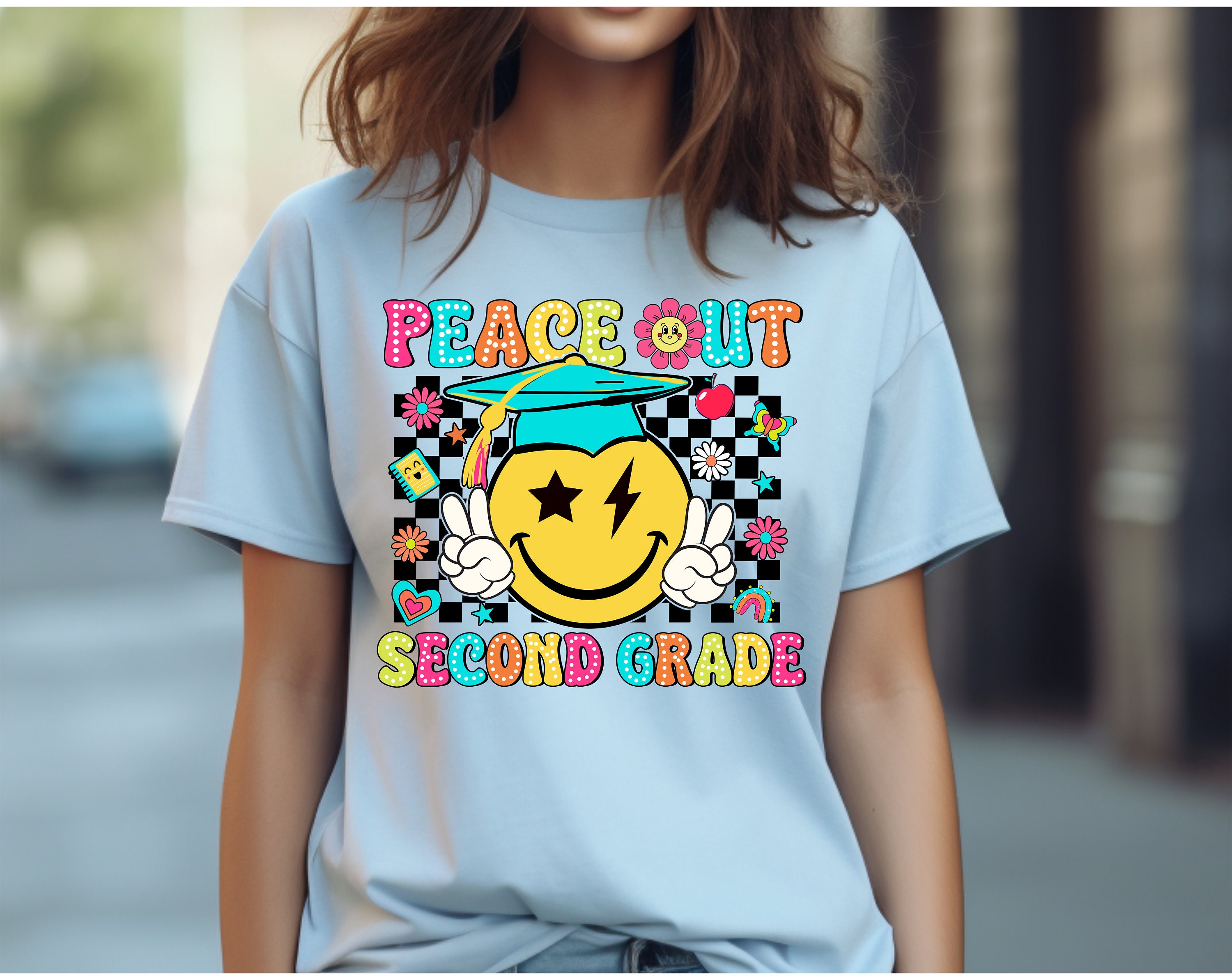 Peace Out 2nd Grade Shirt, Last Day of School Smile Face Shirt, End of ...
