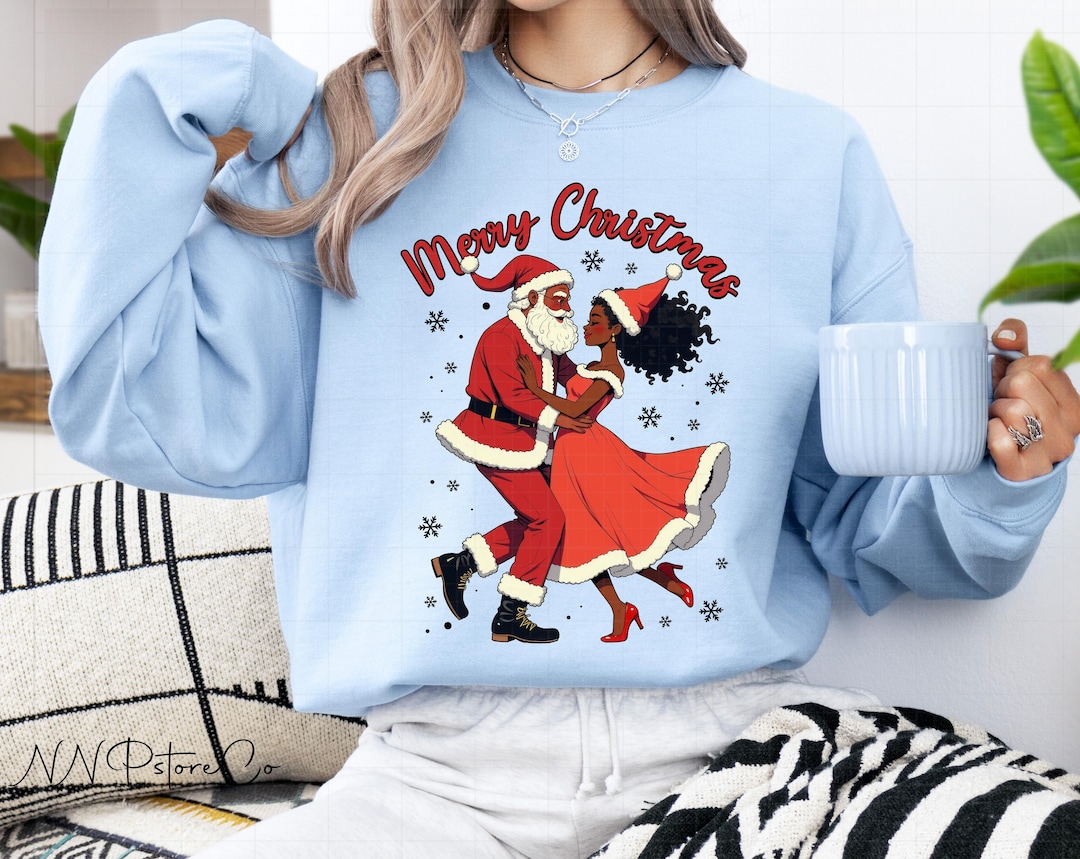 African American Santa Dancing Sweatshirt, Black Santa Christmas ...