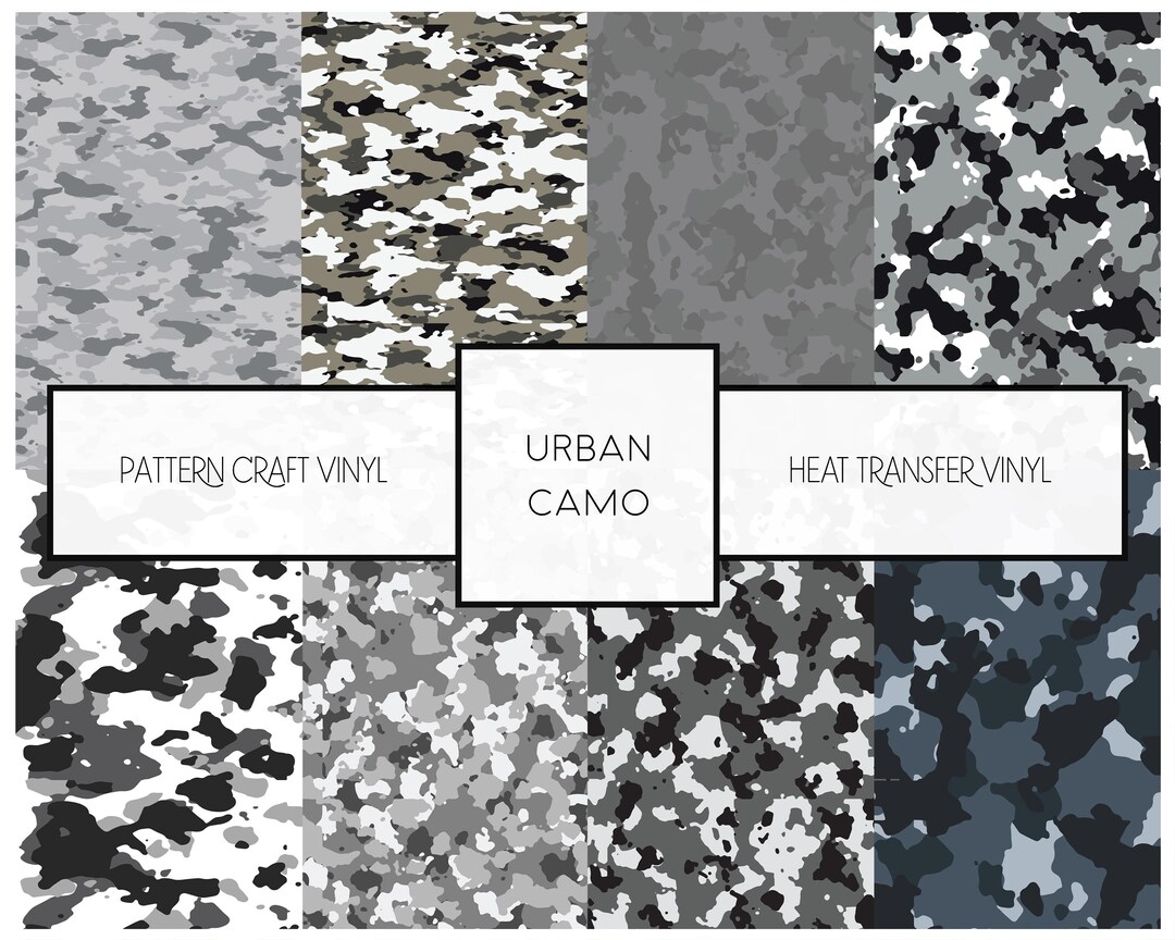 Urban Camo Premium Vinyl Patterns, Iron on Vinyl HTV With Heat Tape ...