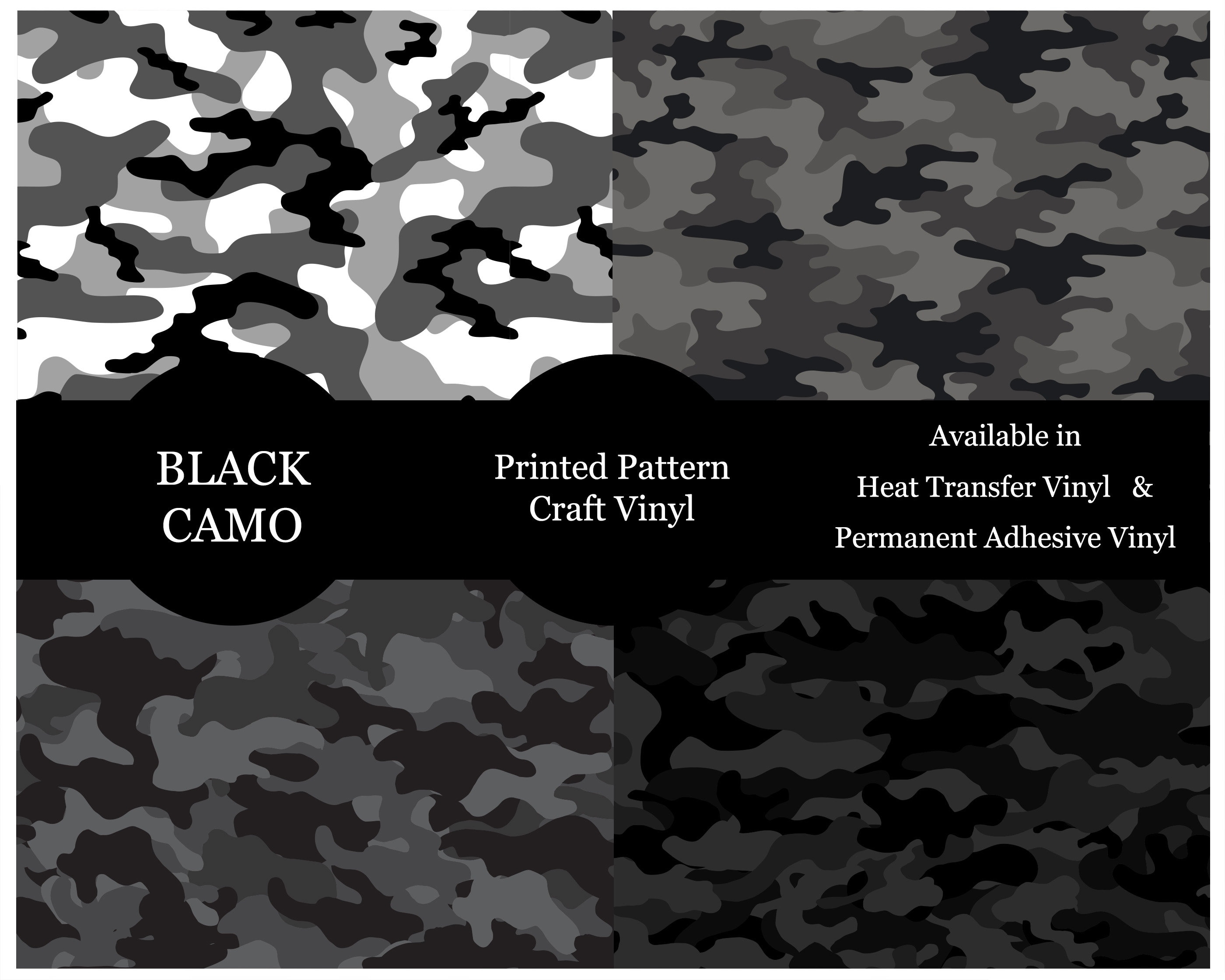 Black Camo Permanent Vinyl Army Camo HTV Heat Tape Provided Works ...