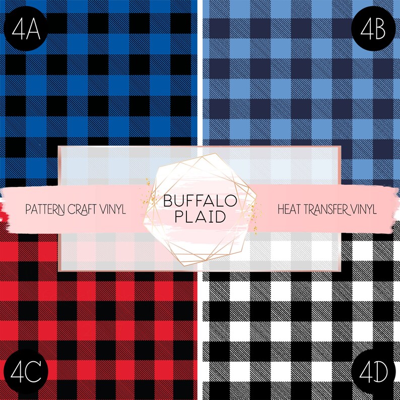 Buffalo Plaid Pattern HTV Siser Oracal Adhesive Craft Vinyl Permanent ...