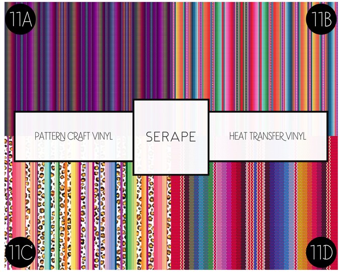 Serape Heat Transfer Vinyl, Mexican Serape Stripe Pattern HTV Blue ...