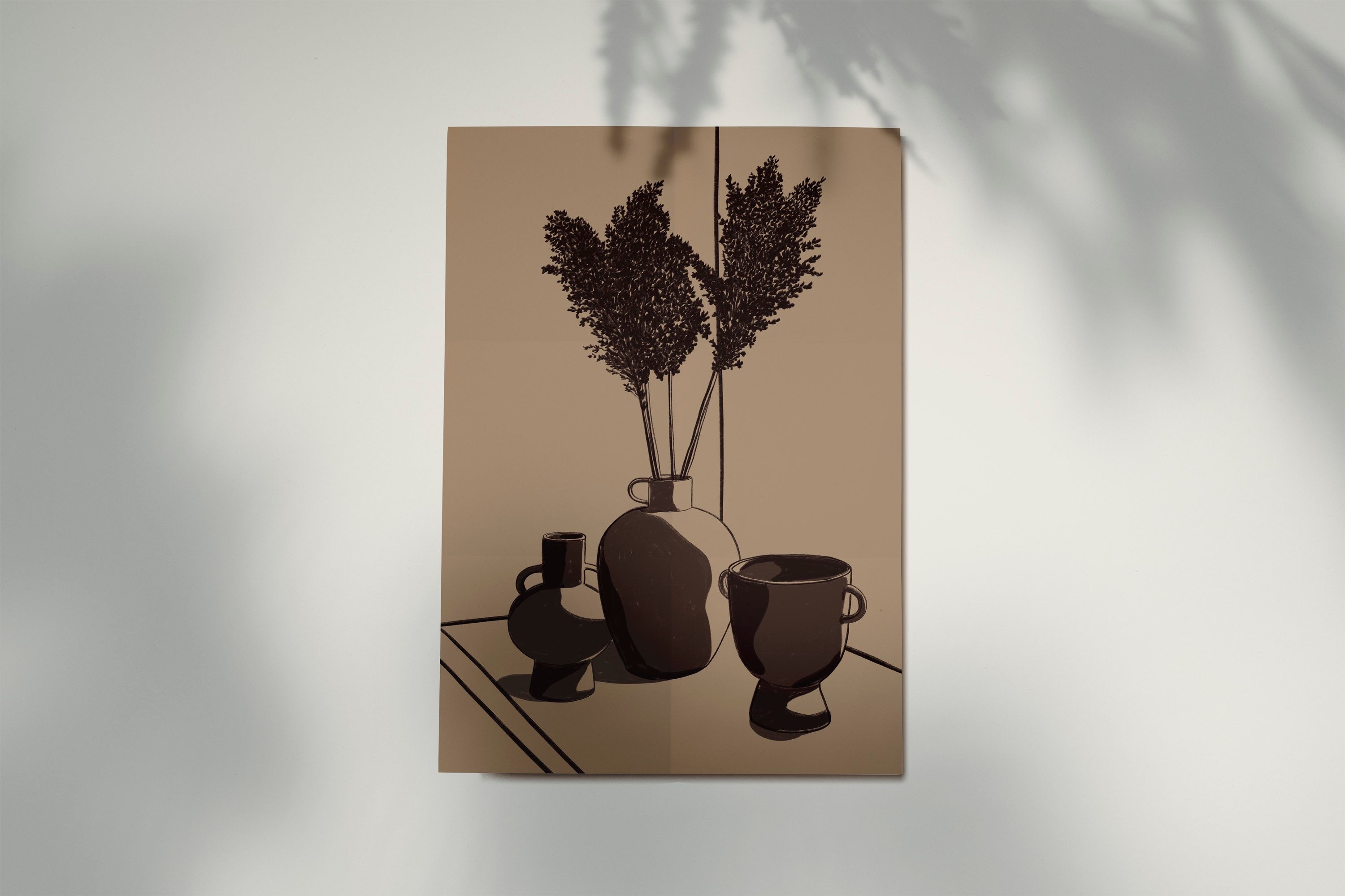 Pampas Poster A4 A3 Boho Terracotta Illustration - Etsy