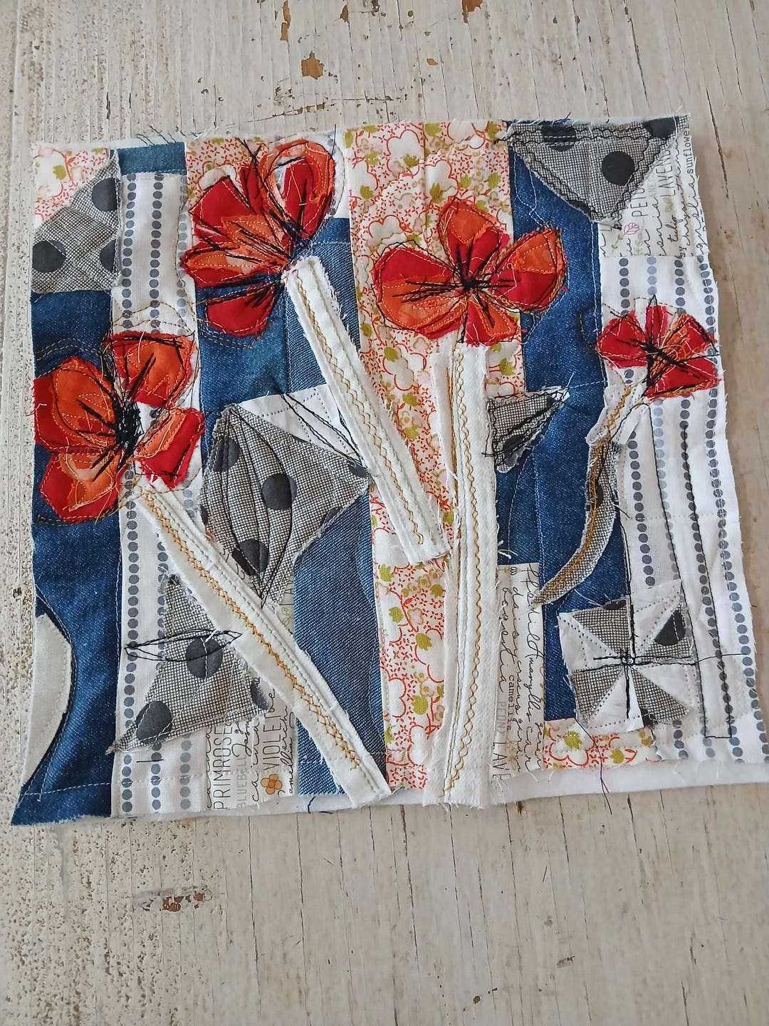 Unfinished Art Quilt 10x10 Inch Flower Themed Base Square Quilting - Etsy