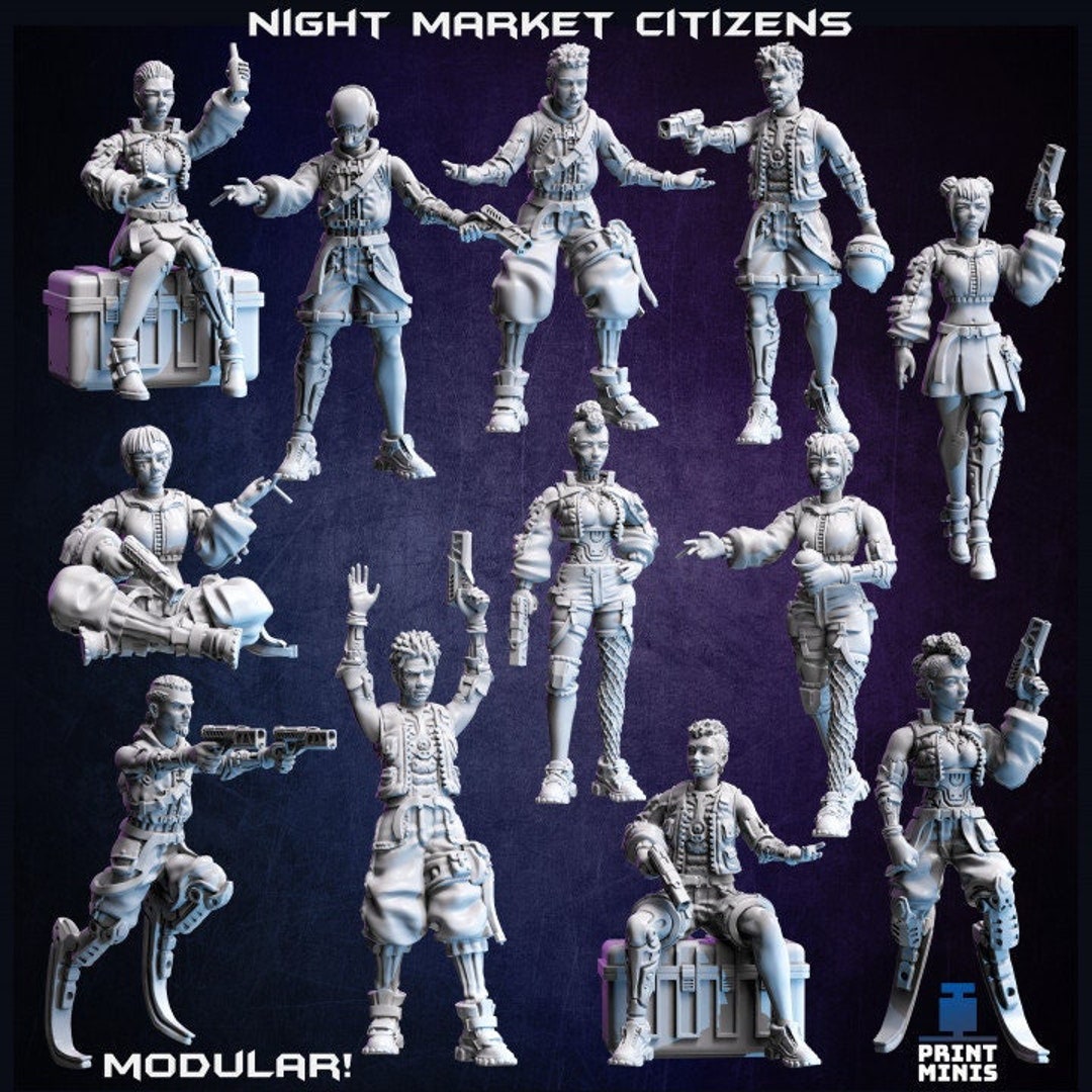 Cyberpunk Night Market Citizens 32mm Scale Miniatures - Etsy