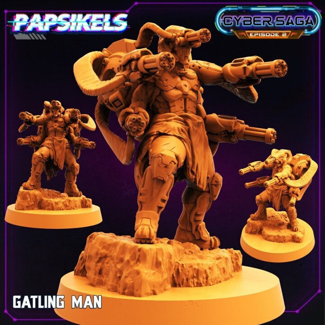 Cyberpunk Gatling Man Guy 32mm Scale Miniature - Etsy
