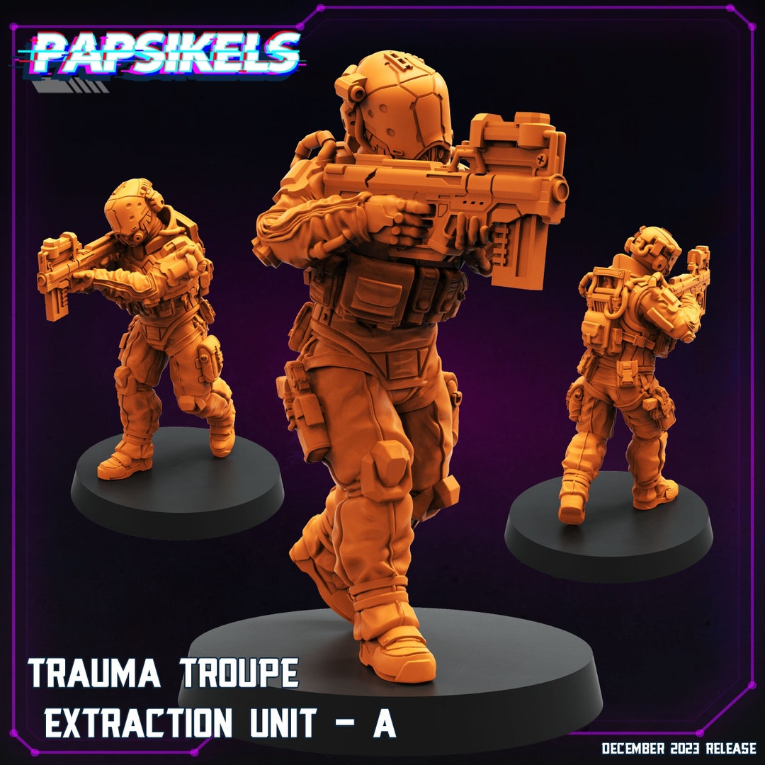 3 Pack Cyberpunk Trauma Troupe Extraction Unit Corps 32mm Scale ...
