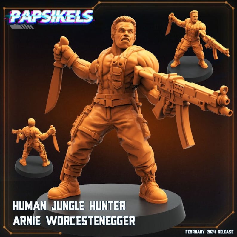 Human Jungle Fighter Arnie Worcestenegger 32mm Scale Miniatures - Etsy