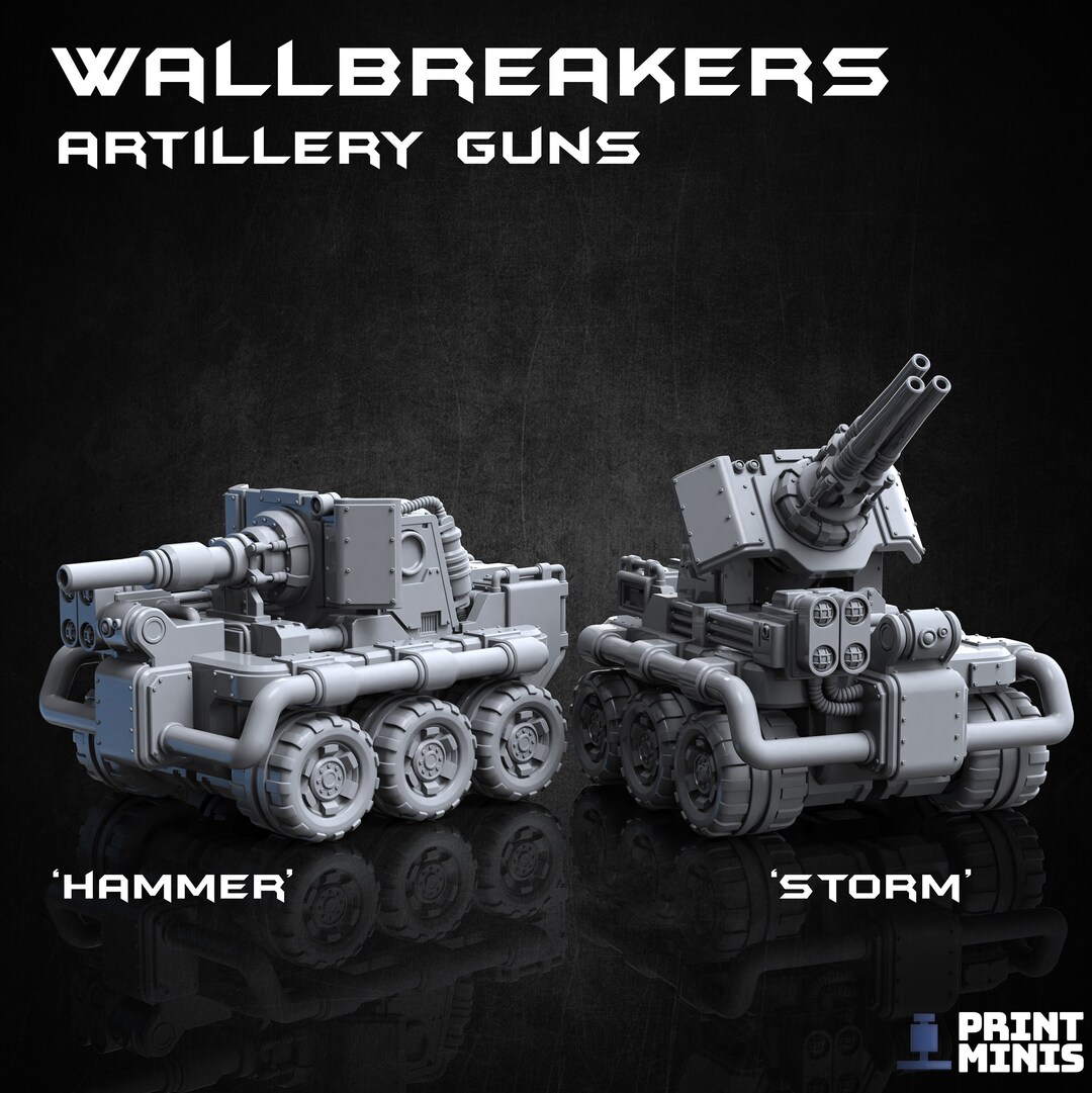Wallbreakers Artillery Mobile Cannons 28-32mm Scale Vehicle Miniature ...
