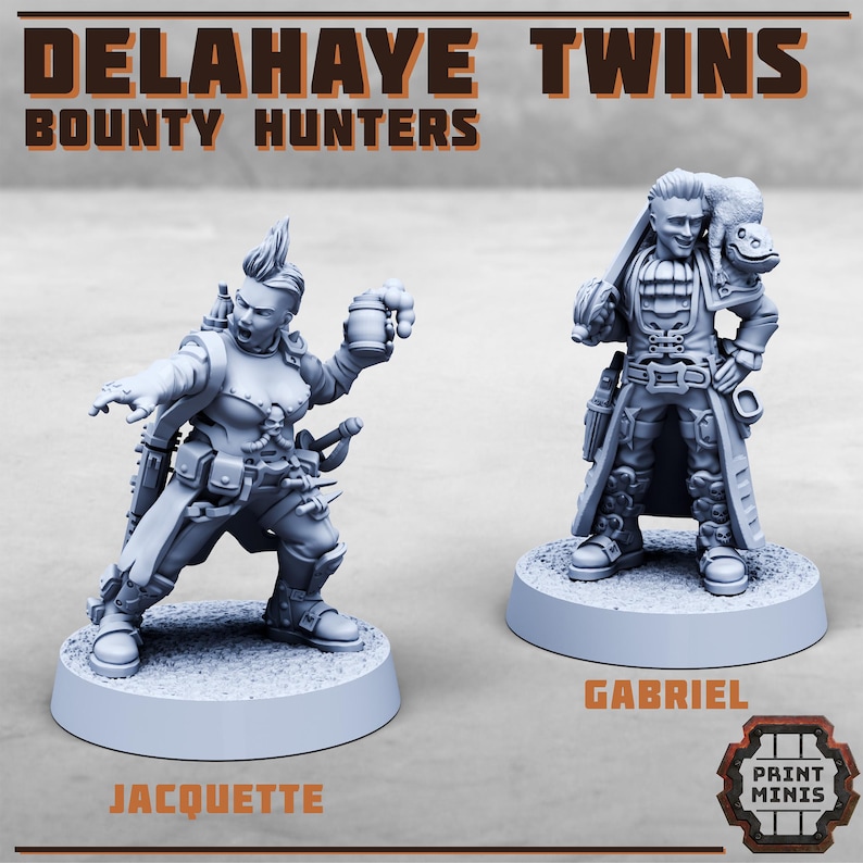 Delahaye Family Twins Bounty Hunter 28mm Scale Miniature - Etsy