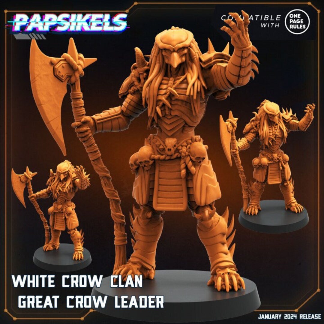 Skull Hunters White Crow Clan Leader 32mm Scale Miniatures - Etsy