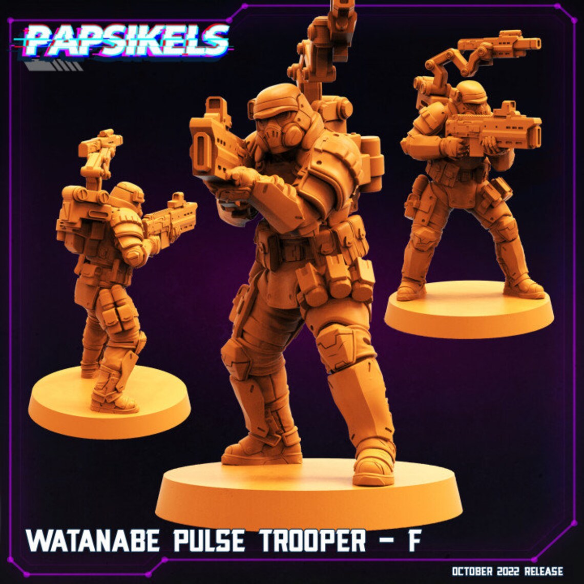 6 Pack Cyberpunk Watanabe Pulse Trooper 32mm Scale Miniatures - Etsy