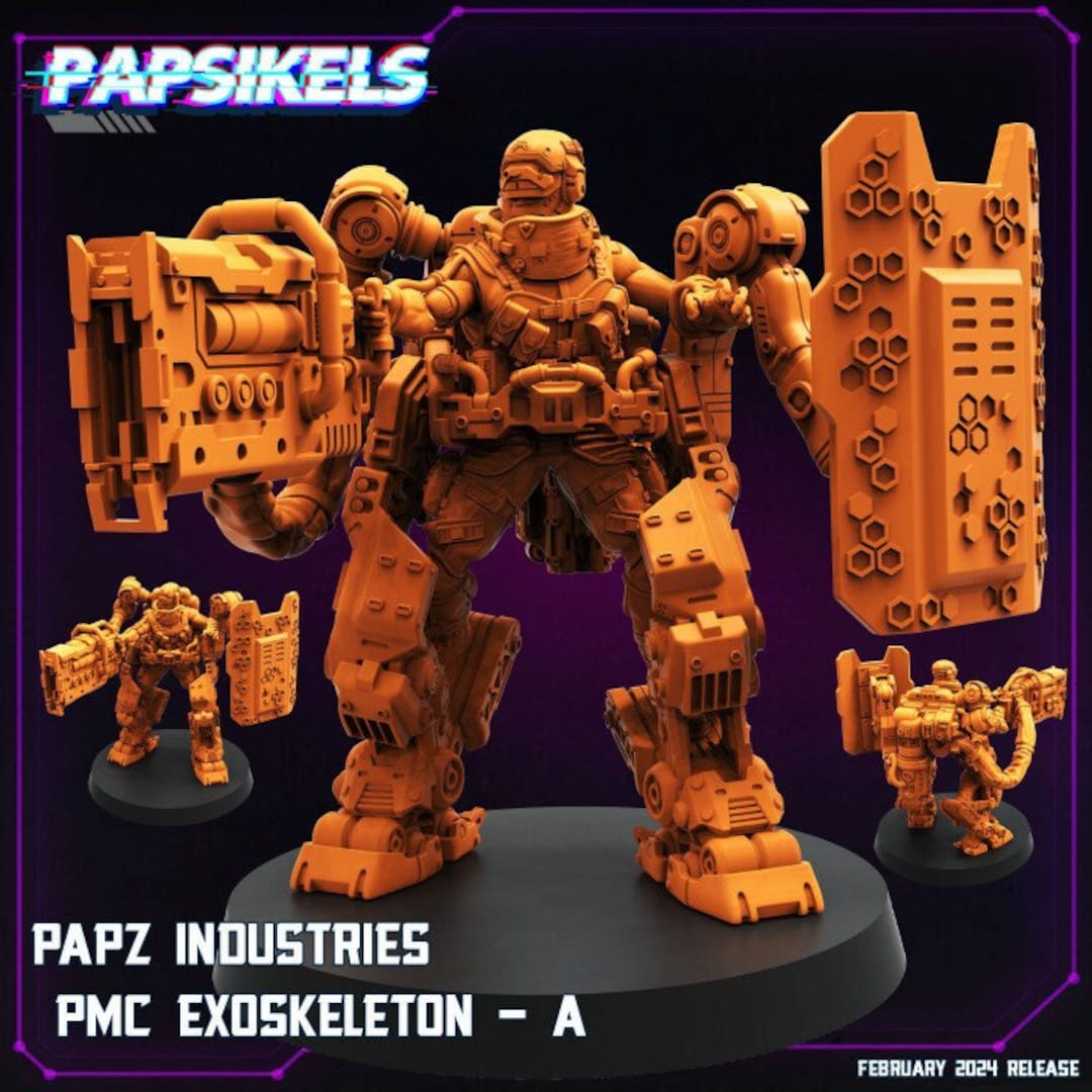 3 Pack Cyberpunk PMC Exoskeletons 32mm Scale Miniatures - Etsy