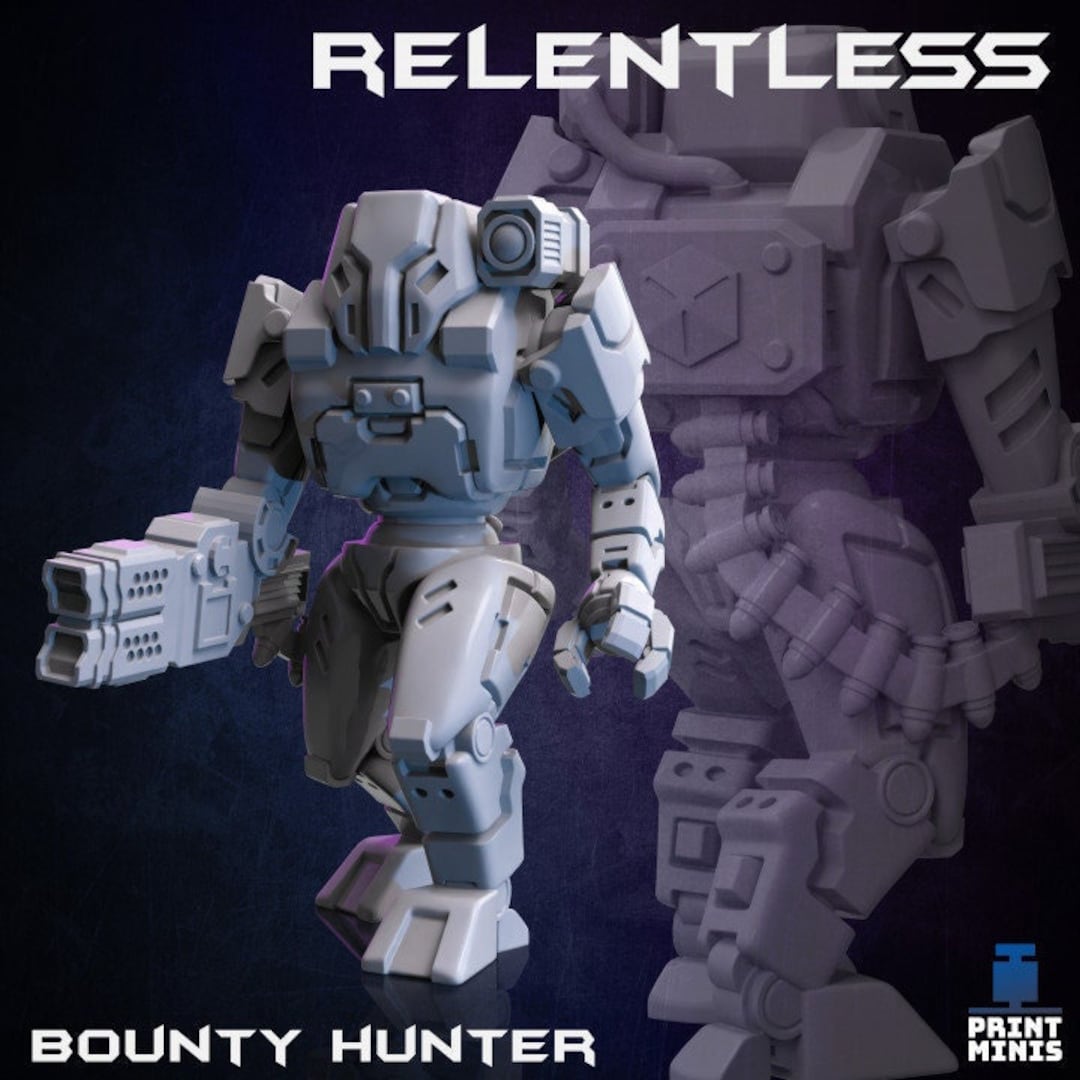 Relentless the Cyberpunk Robot Bounty Hunter 28-32mm Scale Miniature - Etsy