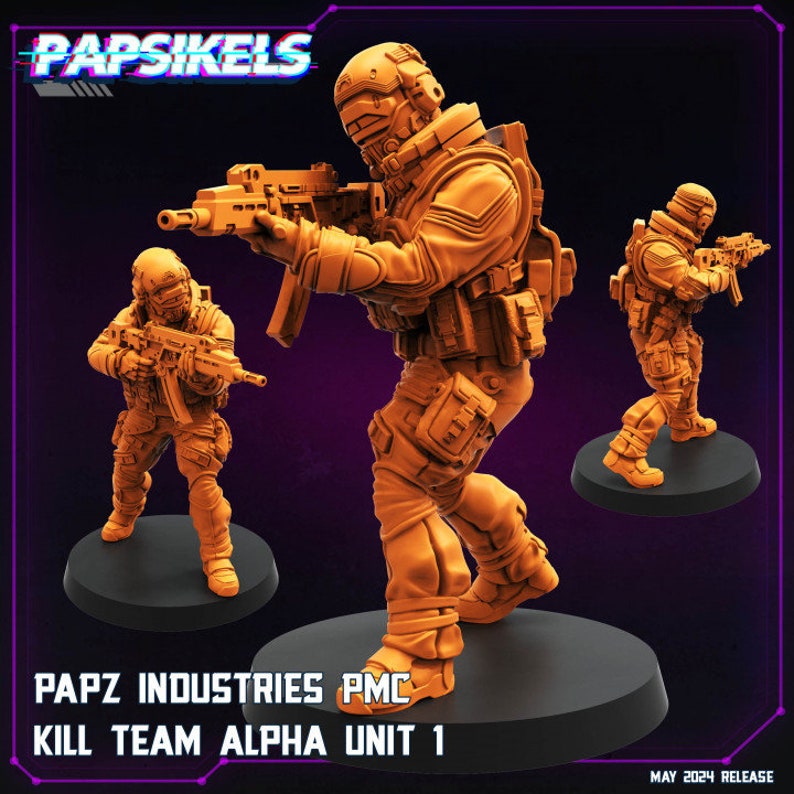 Cyberpunk PMC Operatives Kill Team Alpha 6 Pack 32mm Scale Miniatures ...