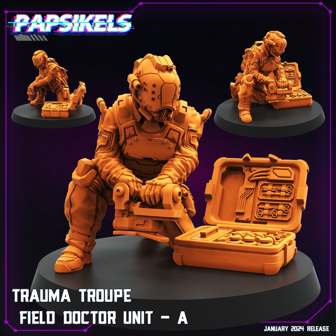 4 Pack Cyberpunk Trauma Troupe Field Doctor Corps 32mm Scale Miniatures ...