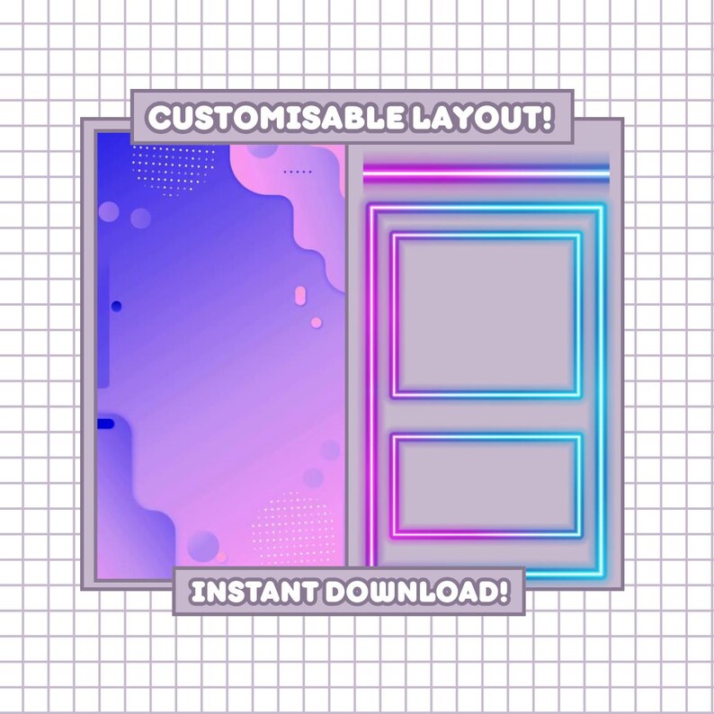 Vertical Purple Neon Stream Package | Animated Gaming Overlays for ...