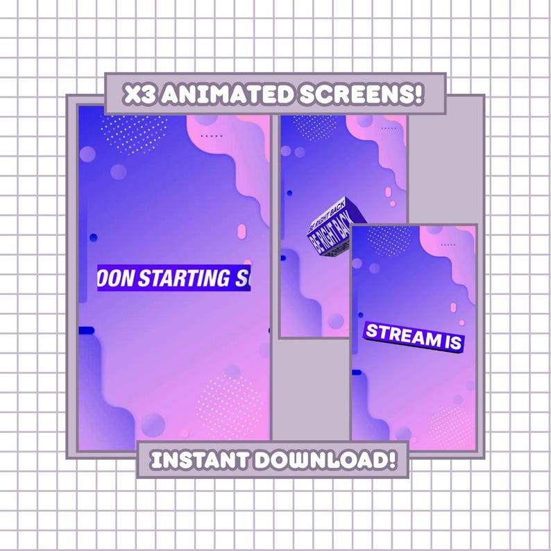 Vertical Purple Neon Stream Package | Animated Gaming Overlays for ...
