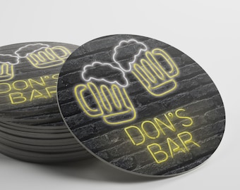 Personalized Neon Bar Sign Coasters | Etsy