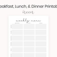 Editable Kids Breakfast, Lunch, Dinner Planner, Meal Weekly Planner ...