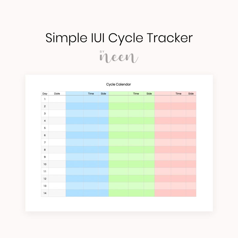 IUI Cycle Calendar Printable — Simple IUI Tracker · daily Fertility ...
