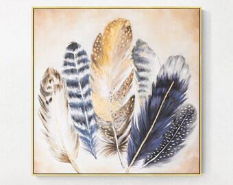 Feather Canvas Wall Art | Etsy