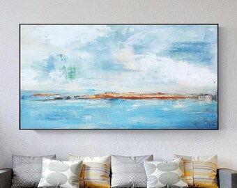 Light Blue Oil Painting - Etsy