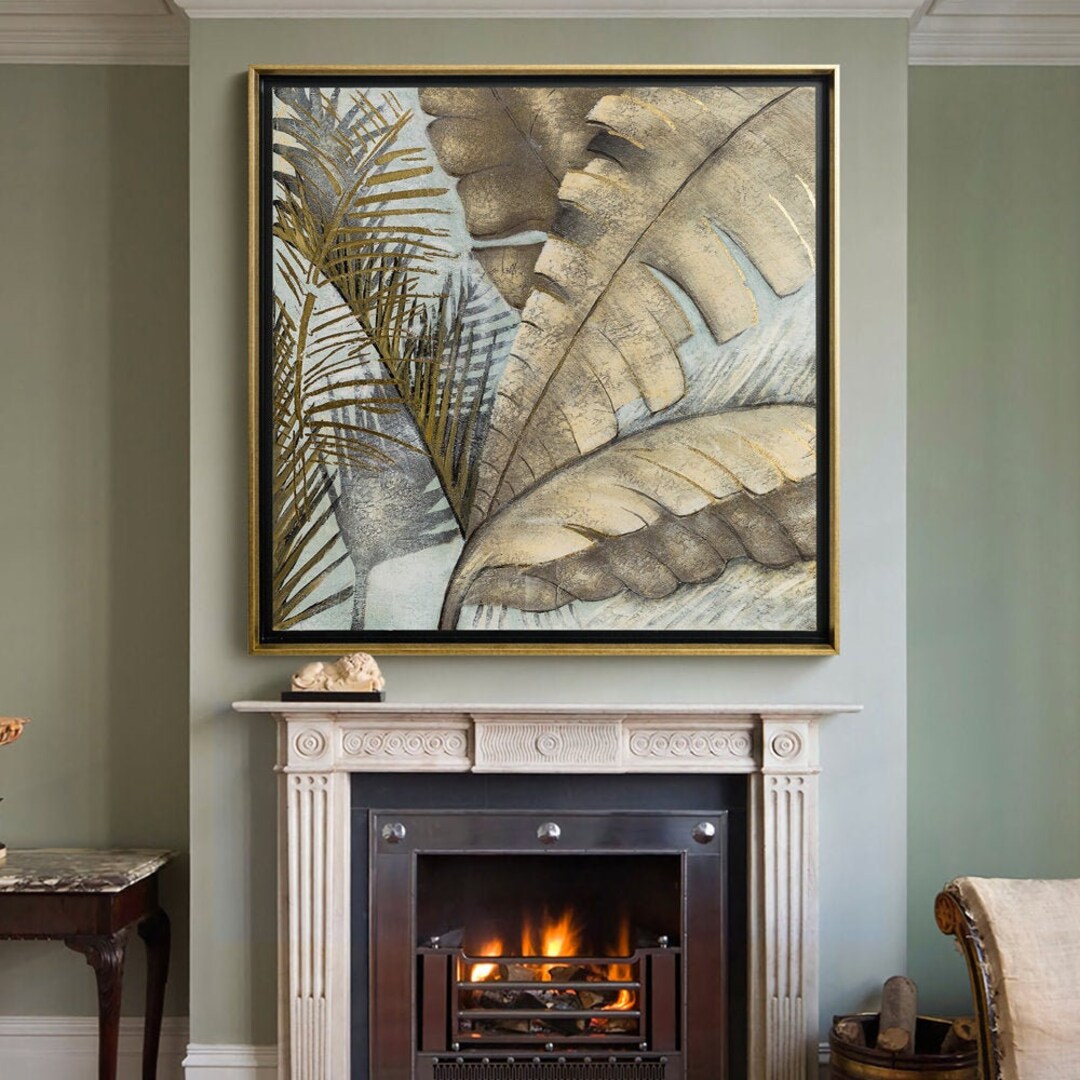 Original Abstract Leaves Wall Art Large Gold Leaves Oil - Etsy