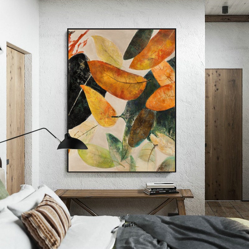 Original Abstract Leaves Wall Art Large Fall Autumn Leaves | Etsy